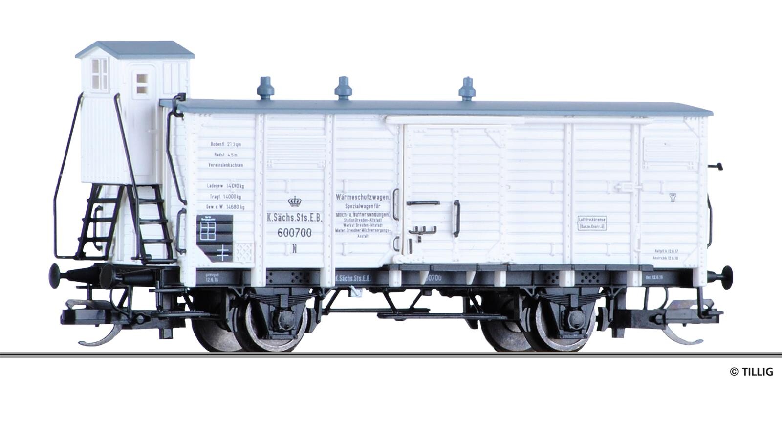Tillig 17378 Wärmeschutzwagen Ep. I K.Sächs.Sts.E.B., 35,10