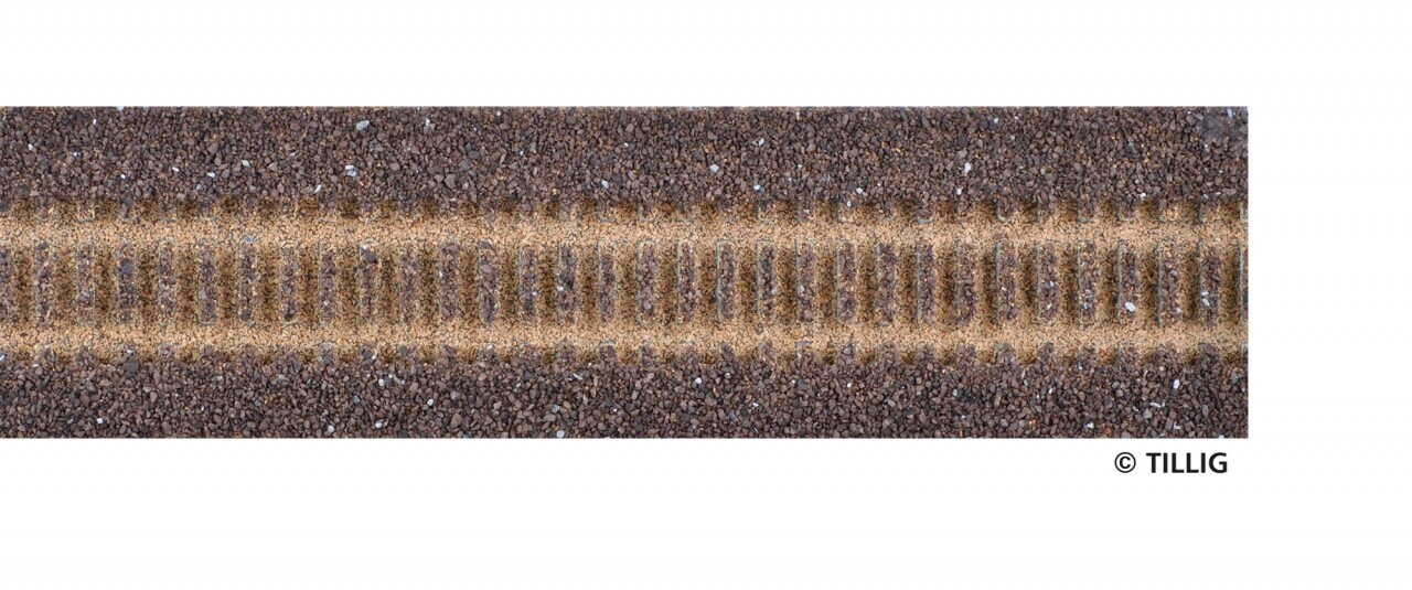 Tillig 86510 Gleisbettung Elitegleis dunkel (braun), Länge 950 mm Fle ...