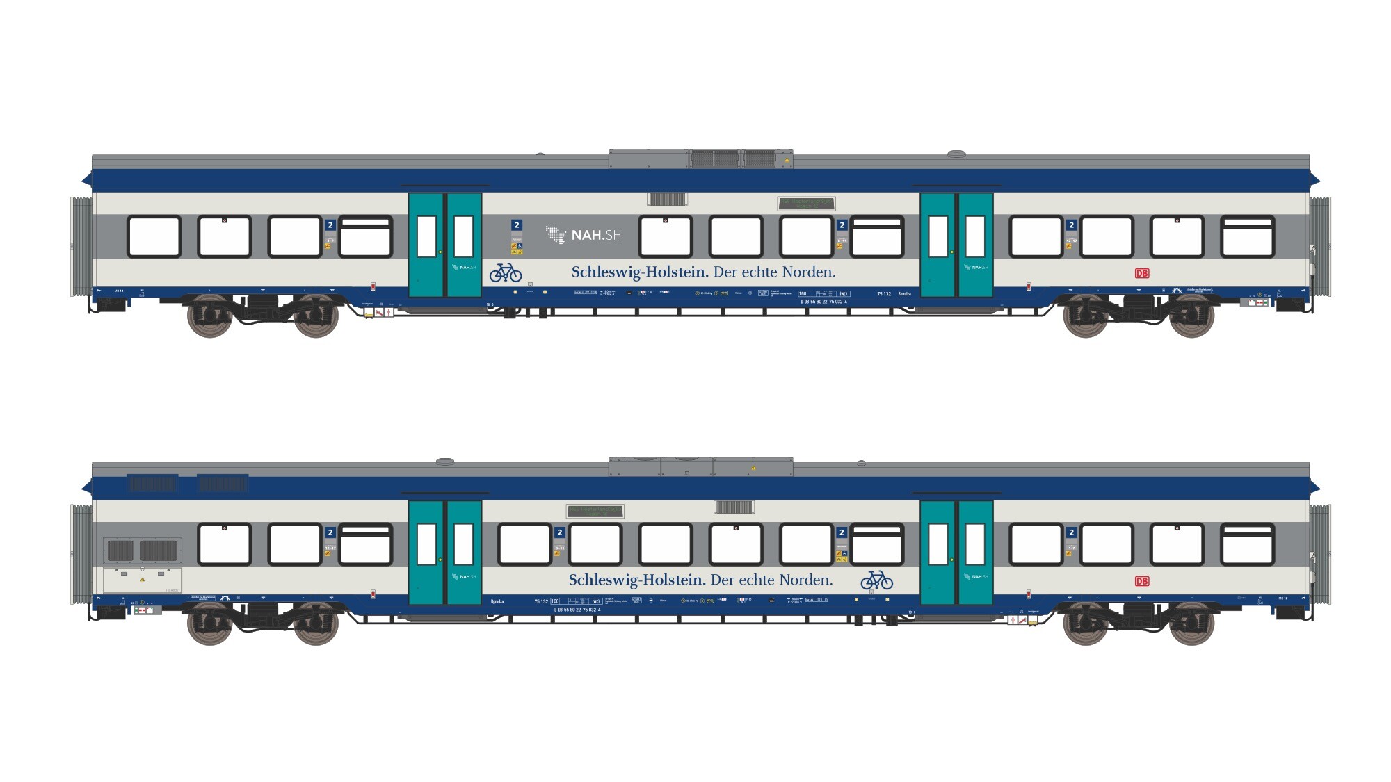 ASM 597004 2er Personenwagen-Set Marschbahn DB Regio NAH.SH Ep. VI DB, 217,60