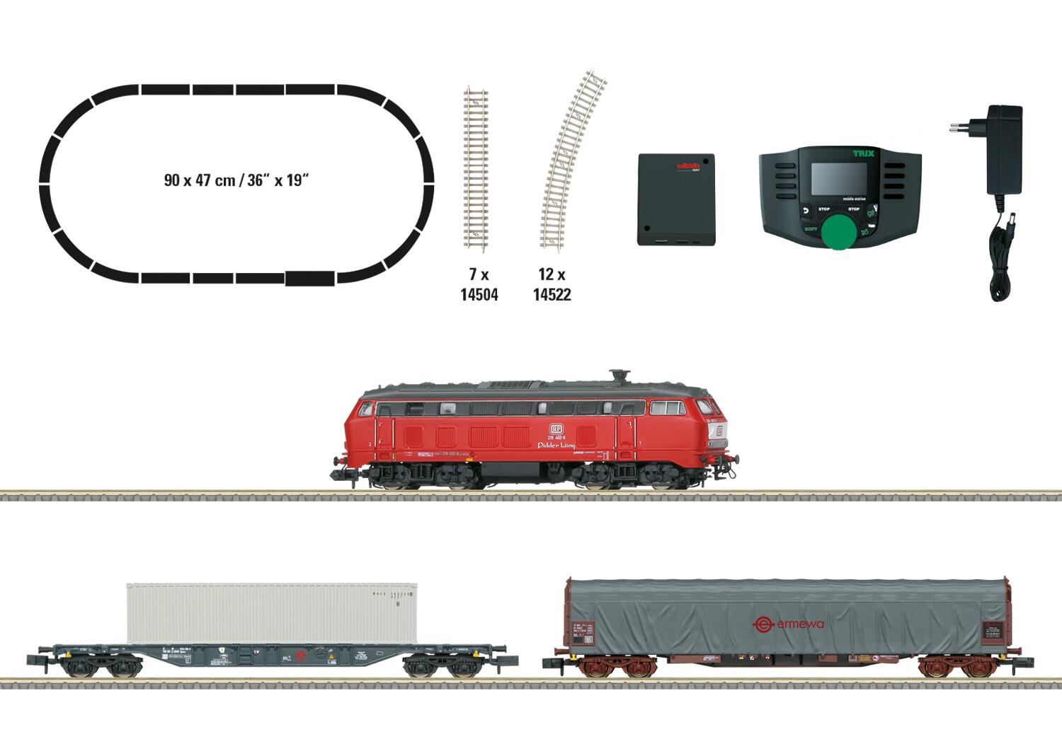 Minitrix 11161 Start-Set Güterzug mit Diesellok BR 218 Ep. VI RP Soun ...