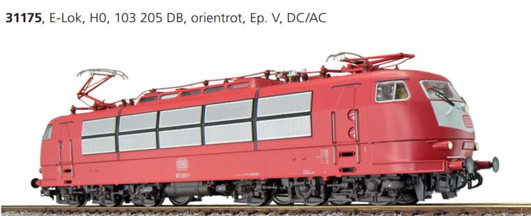 ESU 31175 BR103 E-Lok 103 205 Orientrot Ep. V DB Sound + Panto, 465,00