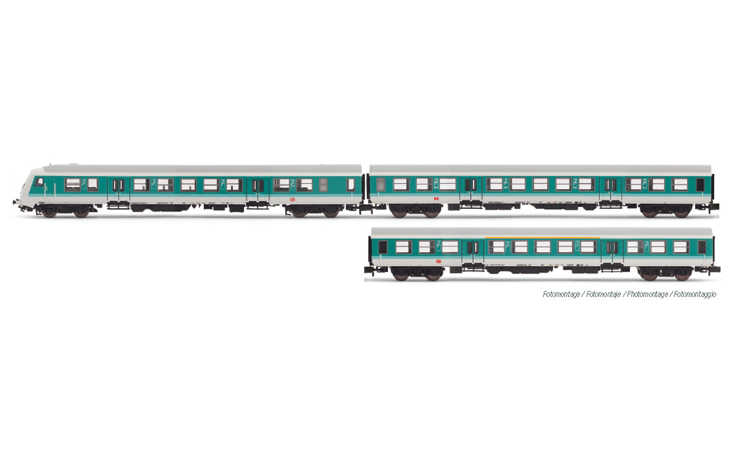 Arnold HN4366 3er-Set Personenwagen mit Steuerwagen Nahverkehr mintgr, 130,50