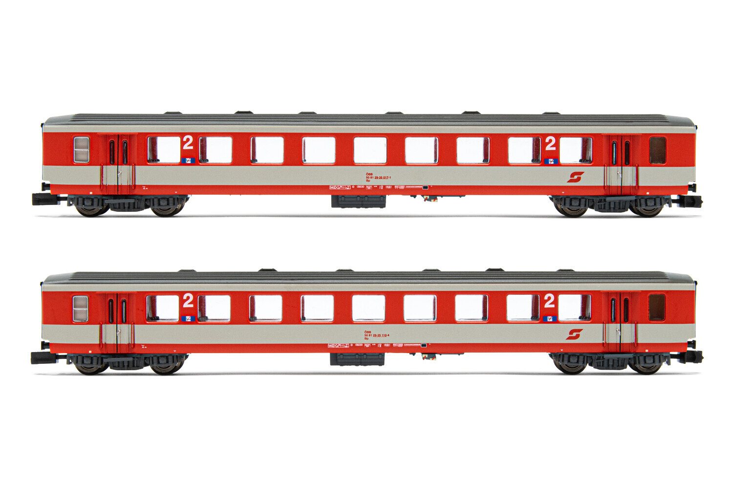 Arnold HN4372 2er-Set Personenwagen K2 Schlierenwagen rot-grau 2.Kl. , 85,50