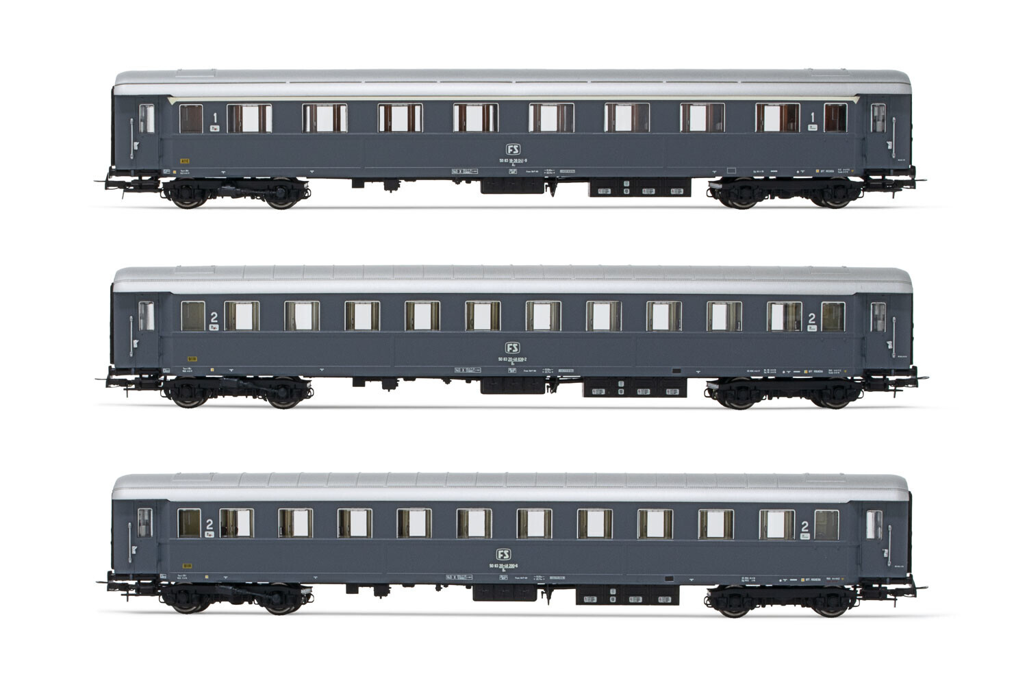 Rivarossi HR4325 3er-Set Personenwagen 1946 1x Az + 2x Bz grau Ep. IV, 193,50
