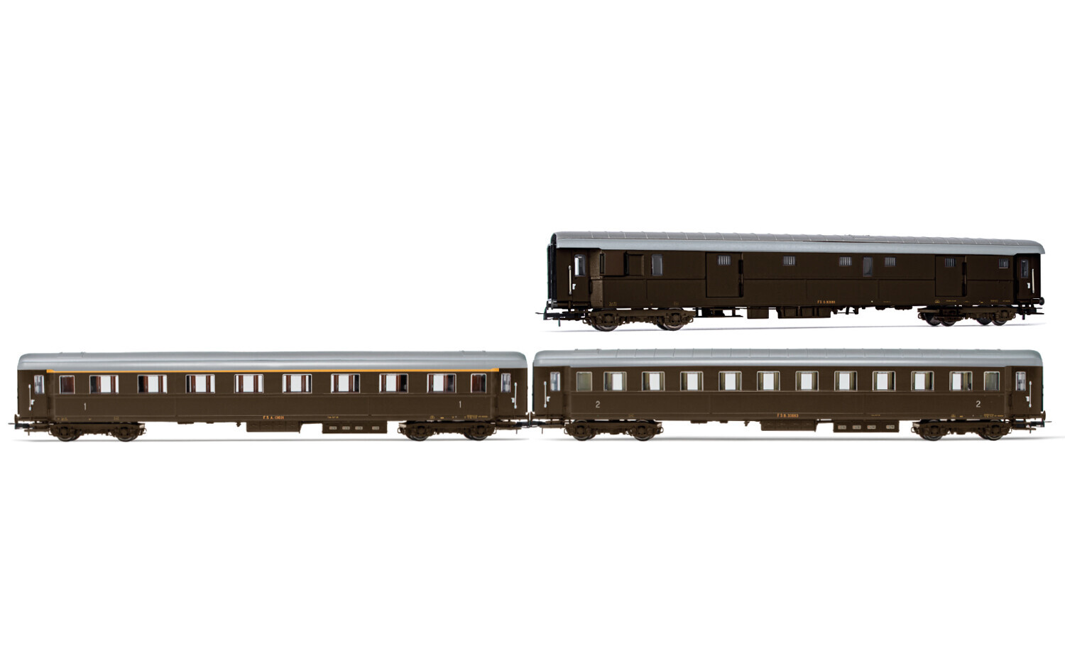 Rivarossi HR4365 3er-Set Personenwagen mit Gepäckwagen Castano braun , 193,50