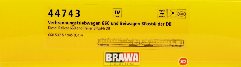 Brawa 44743 Diesel-Triebwagen 660 507-5 2-teilig Ep. IV DB Sound AC ...