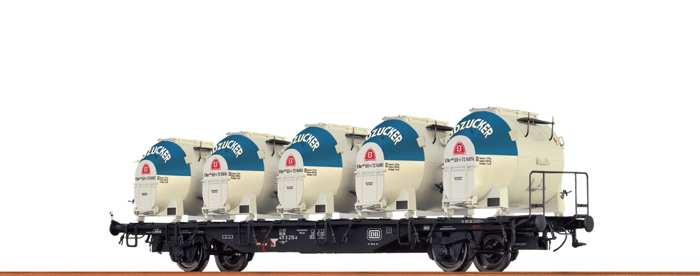 Brawa 49133 Behältertragwagen Lbs 589 mit Efkr 401 „Südzucker“ Ep. IV ...