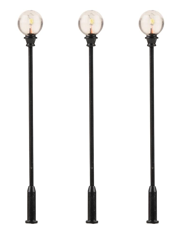 Faller 180113 LED-Parklaterne Kugel-Aufsatzleuchte warmweiß 3 Stück, 16 ...