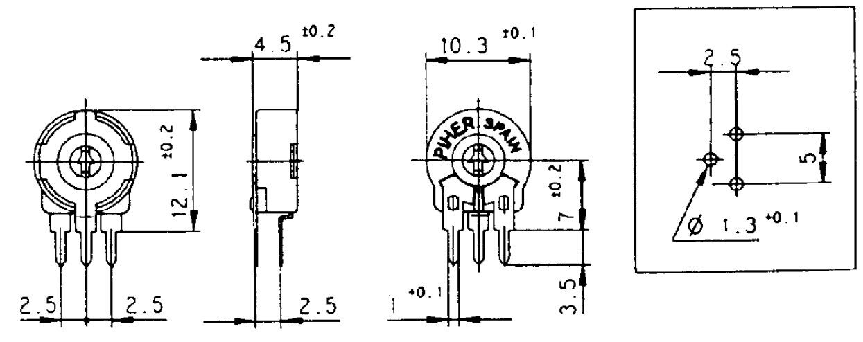 fischer-modell 113190 Poti 100kOhm Piher PT 10 Lh Potentiometer, 1,90