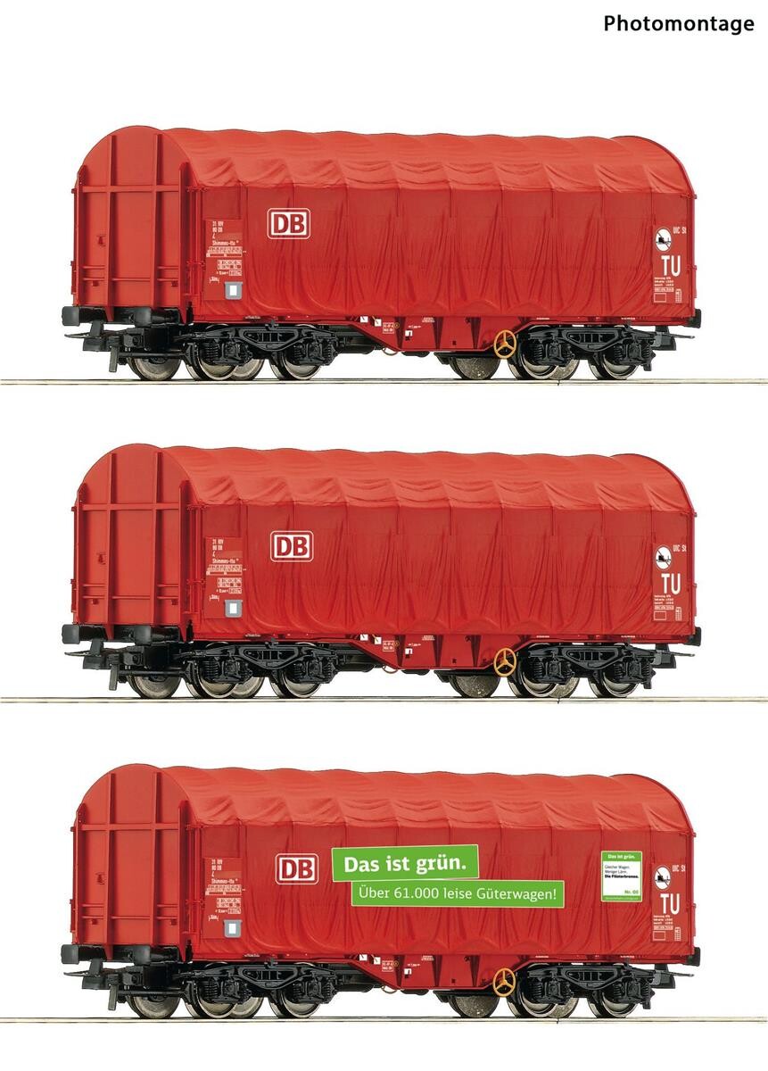 Roco 76011 3-Set Schiebeplanenwagen Ep. VI DB AG, 80,90