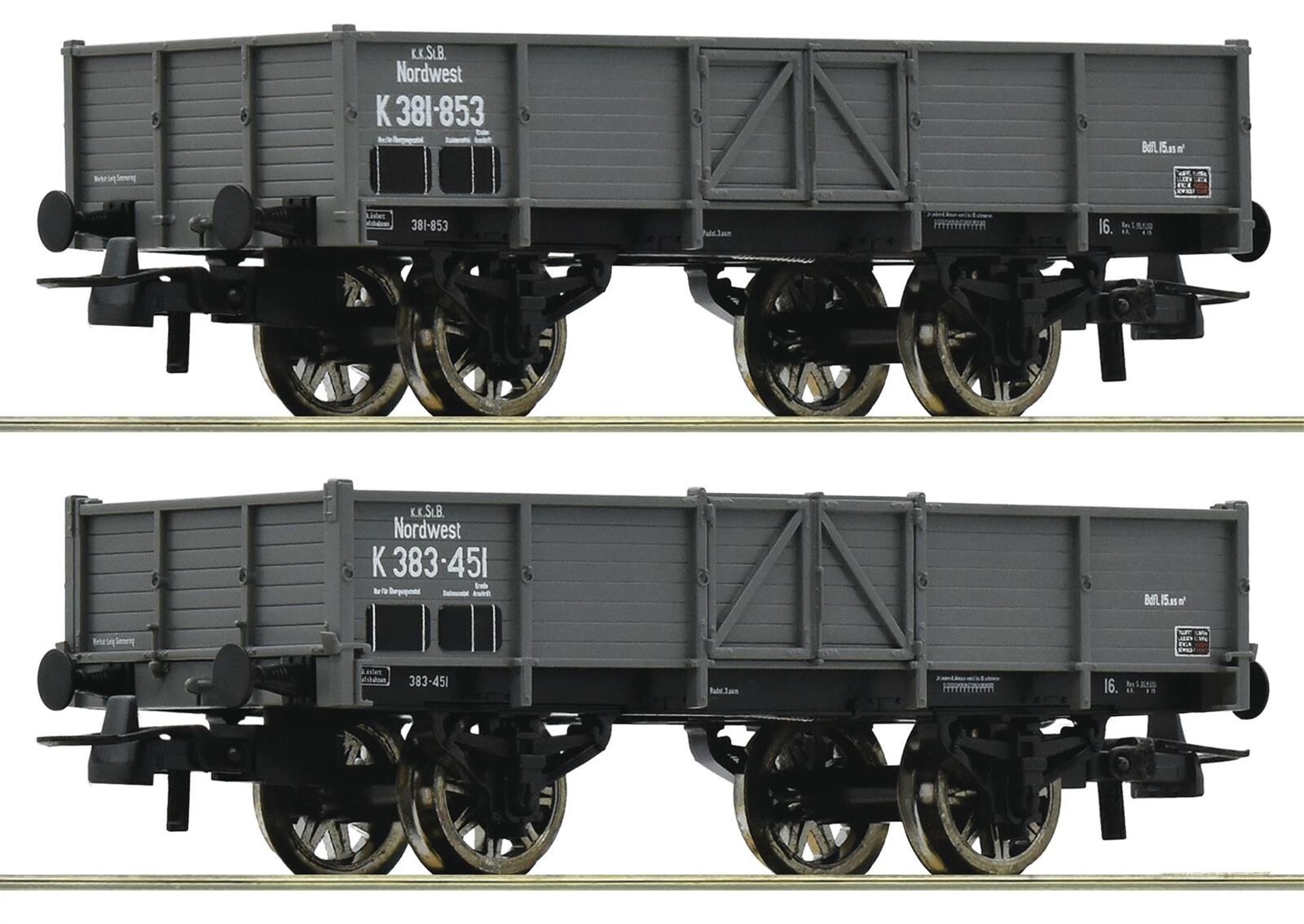 Roco 76048 2-Set Offene Güterwagen Ep. I kkStB, 48,70