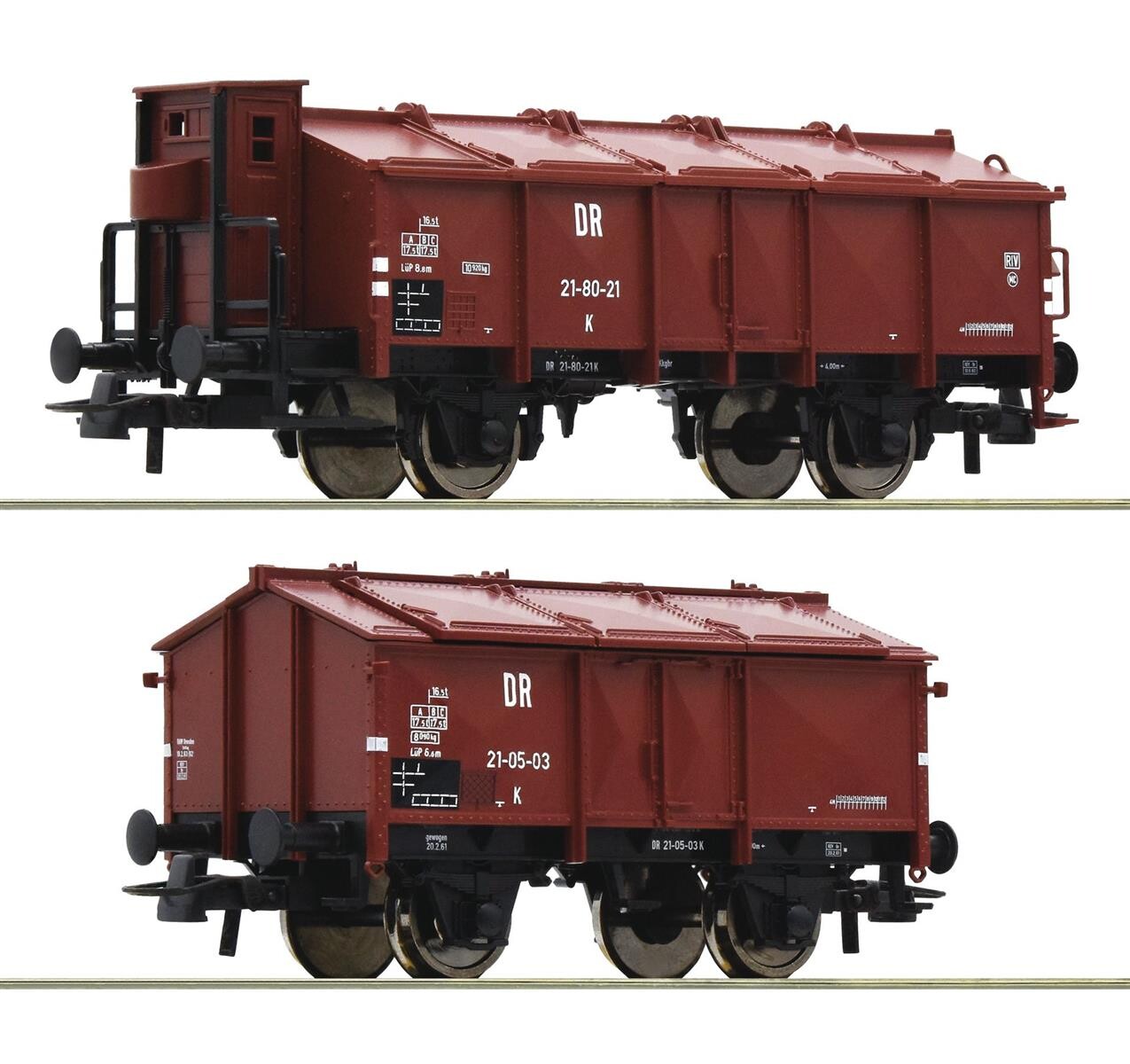 Roco 76306 2-Set Klappdeckelwagen Ep. III DR, 38,10