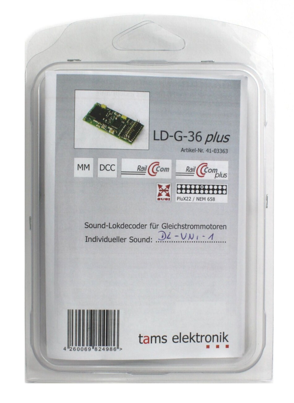 Tams Elektronik 41-03363 LD-G-36 plus Sound-Lokdecoder mit PluX22-Ste