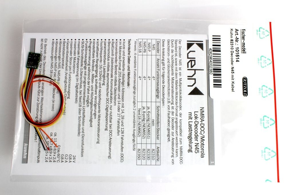 Kühn 82310 Decoder N45 mit Kabel, 24,90
