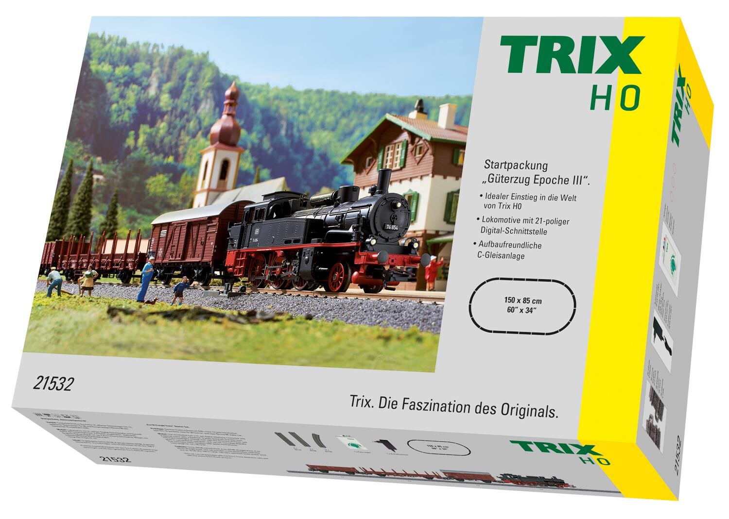 Trix 21531 Digital- Startset Güterzug mit Dampflok BR 74 Epoche III D ...