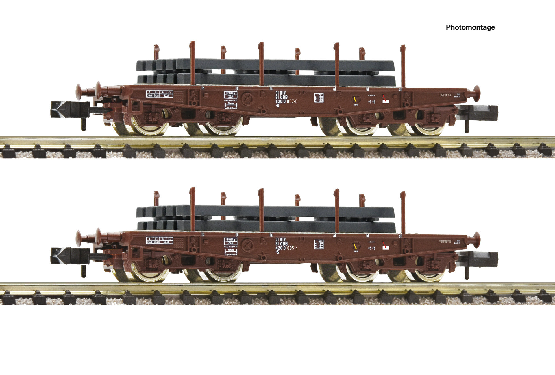 Fleischmann 845609 2er Set Schwerlastwagen S mit Brammen Ep. IV ÖBB, 50,40