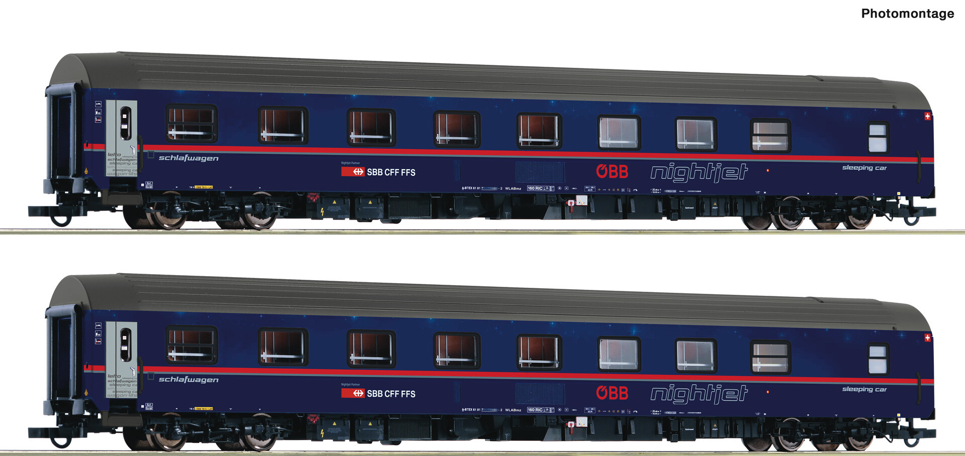 Roco 6200021 2er Set Schlafwagen WLABmz T2S Nightjet Ep. VI ÖBB, 139,20